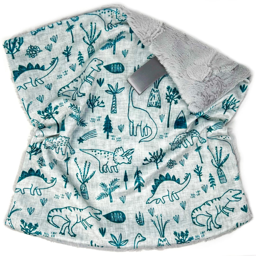 Lovey: Teal Dinosaurs. Dino. Boys. Blue. Gray. Baby Gift. Minky. Soft ...
