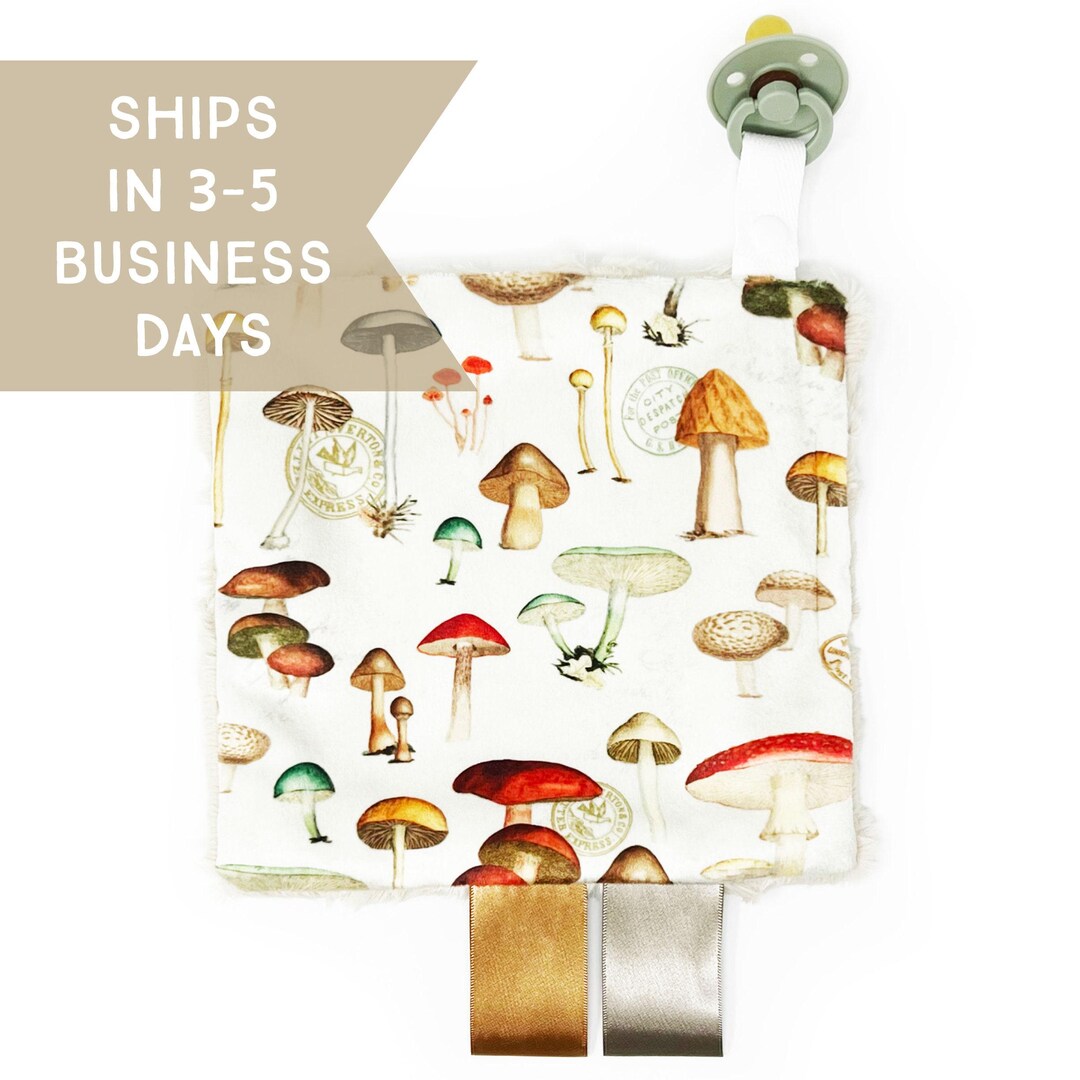 Paci Keeper, Crinkle, or Mini Lovey: Cream Button Mushrooms. Pacifier ...