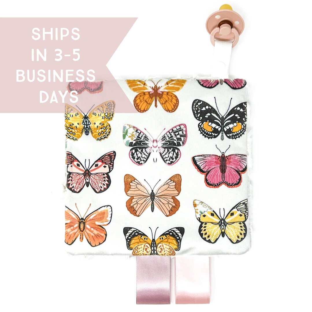 Paci Keeper, Crinkle, or Mini Lovey: Freya Butterflies. Pacifier Holder ...