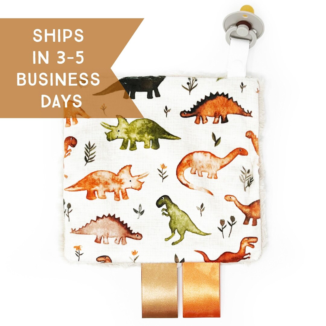 Paci Keeper, Crinkle, or Mini Lovey: Earth Tone Dinosaurs. Pacifier ...