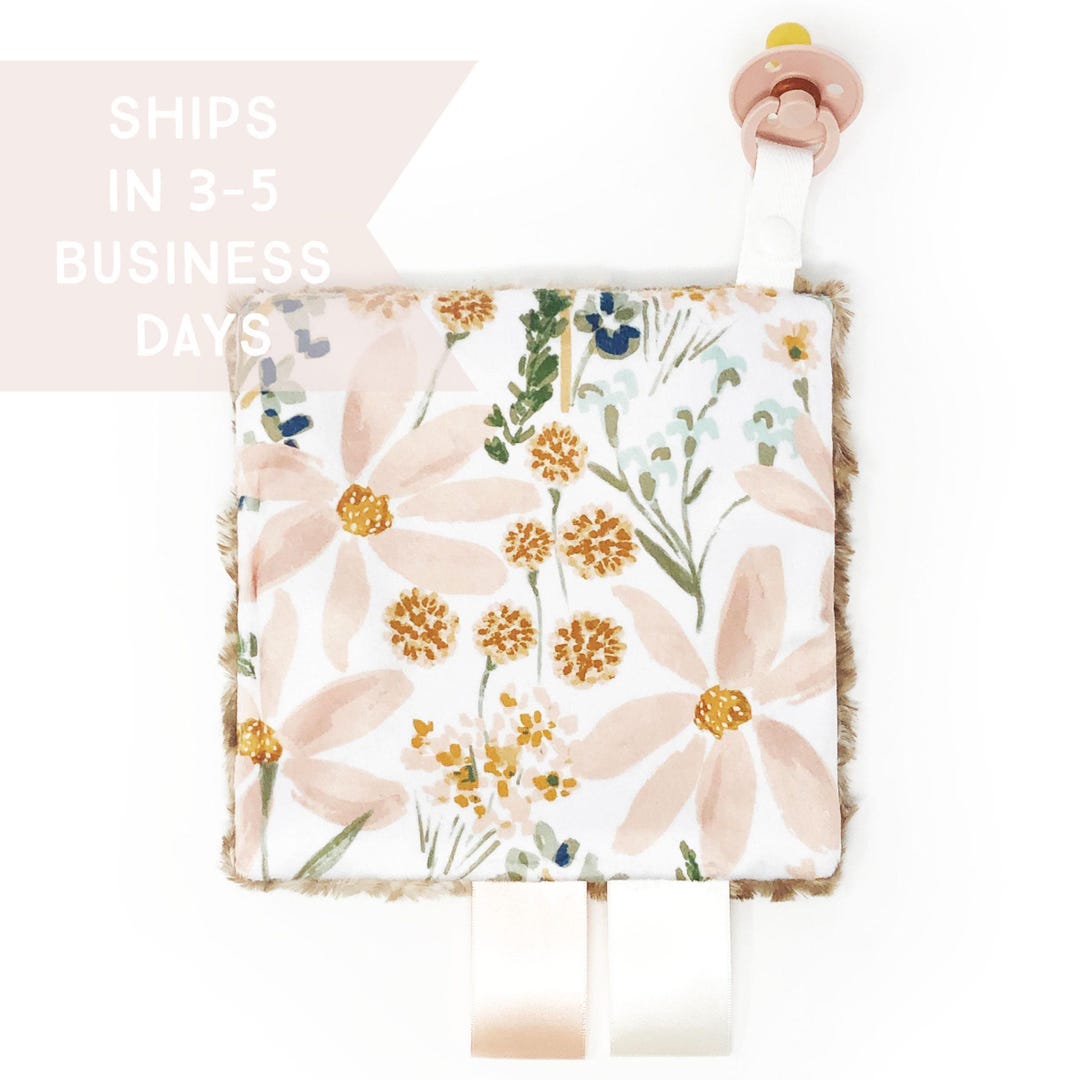 Paci Keeper, Crinkle, or Mini Lovey: Blush Daisy. Pacifier Holder. Paci ...