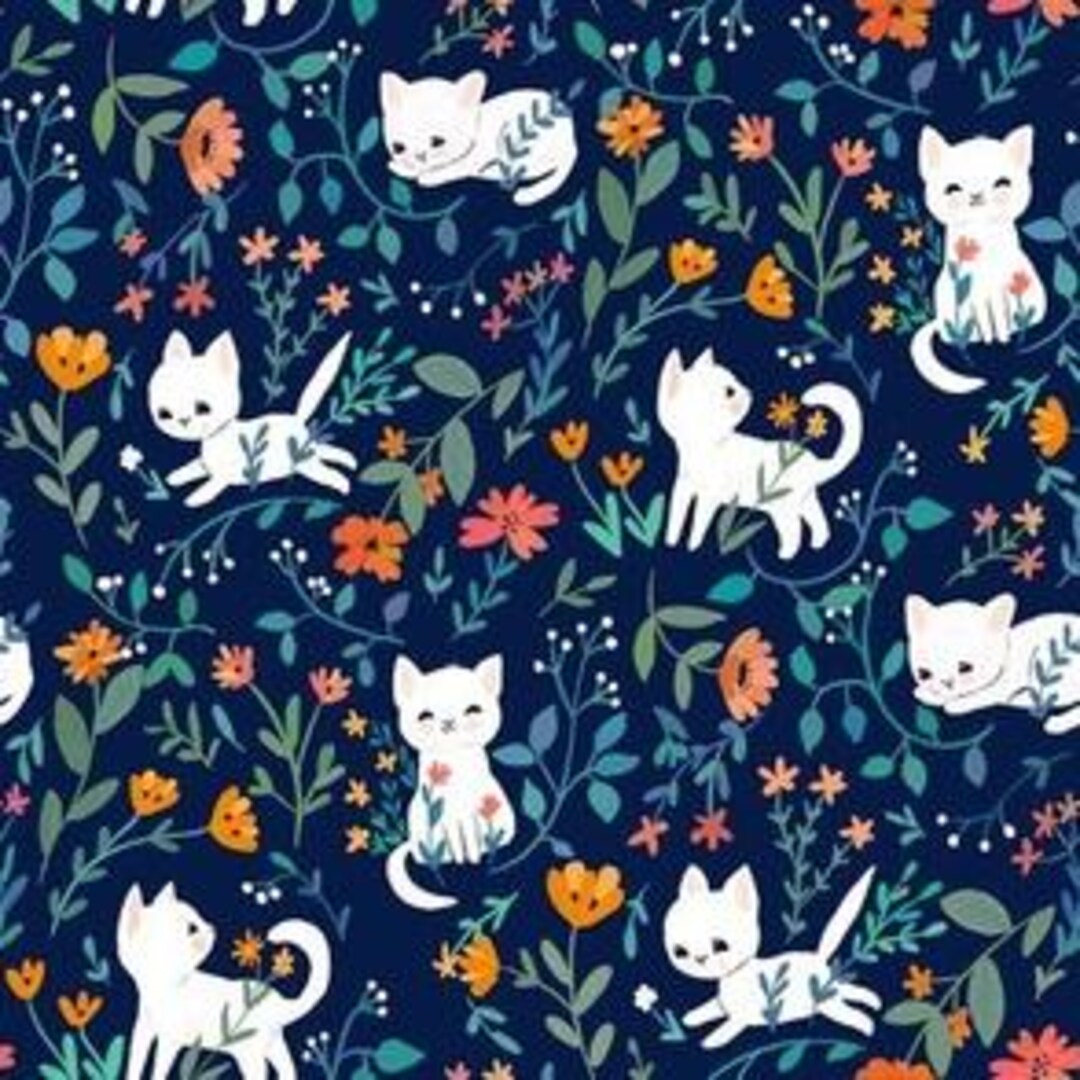 Lovey, Baby Blanket, or Adult Blanket: Navy Garden Cats. Cat Lovey. Cat ...