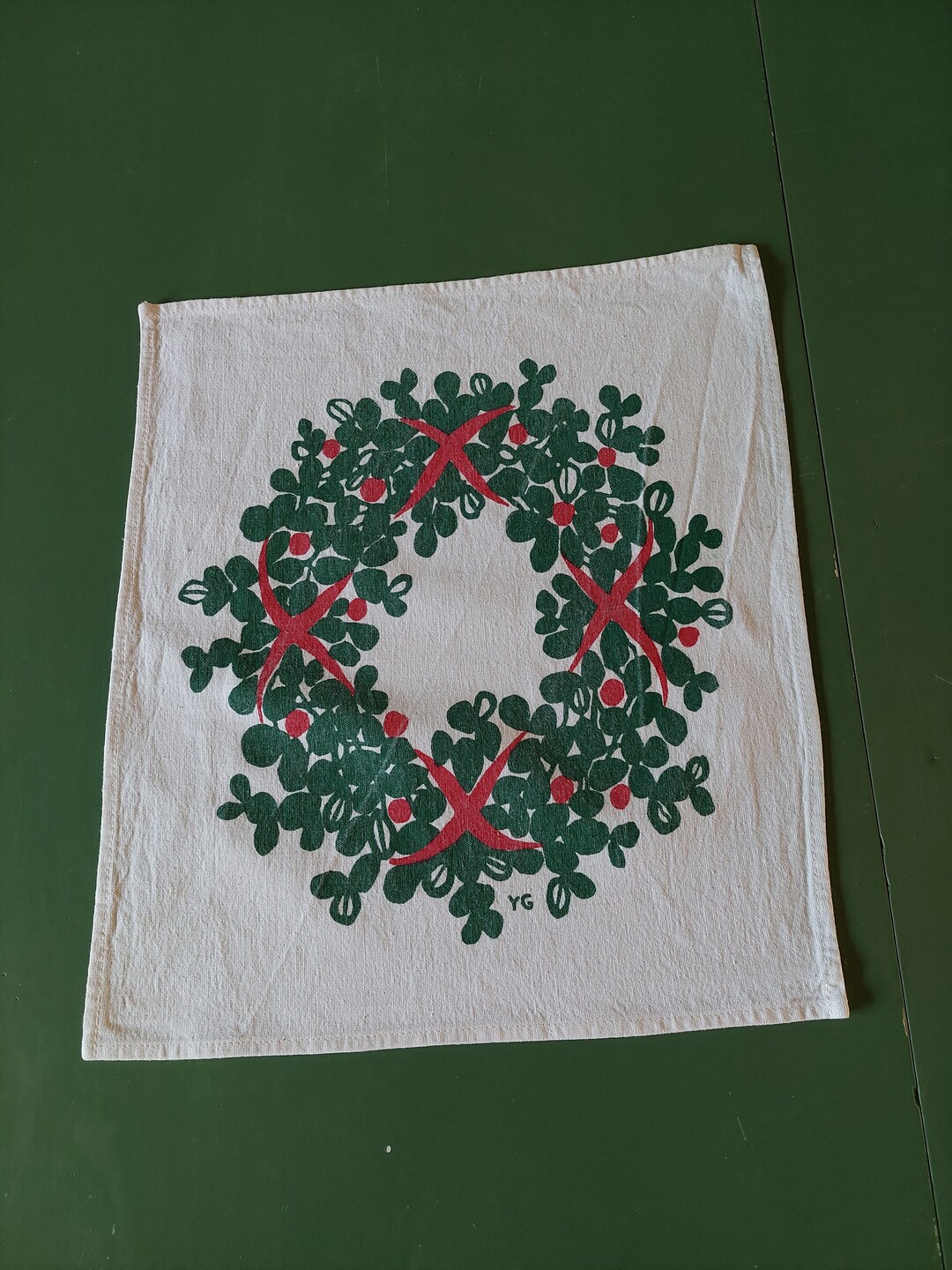 Vintage Swedish Square Shaped Tablecloth Printed Pattern Lingonberrie ...