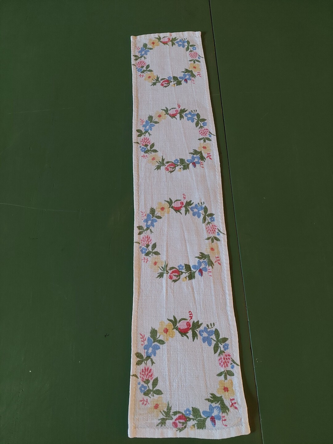 Vintage Swedish Thin Table Runner Printed Pattern Flower - Etsy