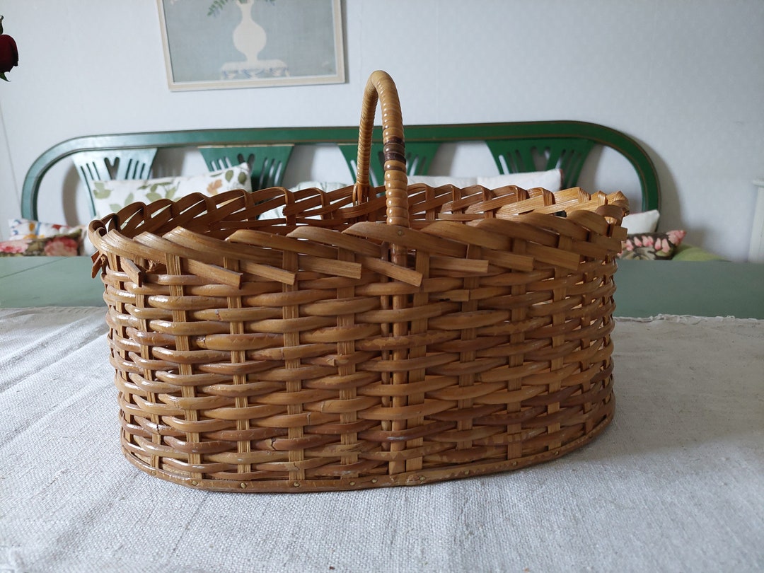 Vintage Wooden Basket With Handle Norrlandskorgen Breaded Basket 1956 - Etsy