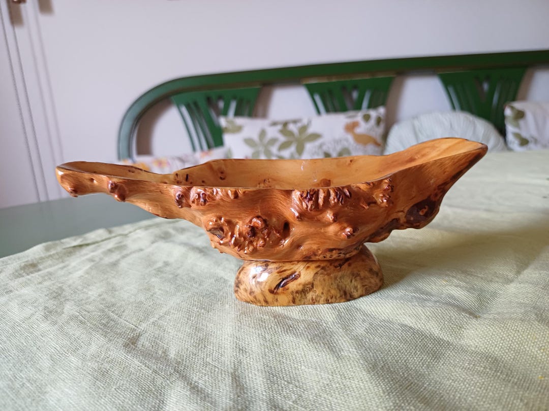 Birch Vril Bowl on Foot Made in Sweden Handicraft - Etsy