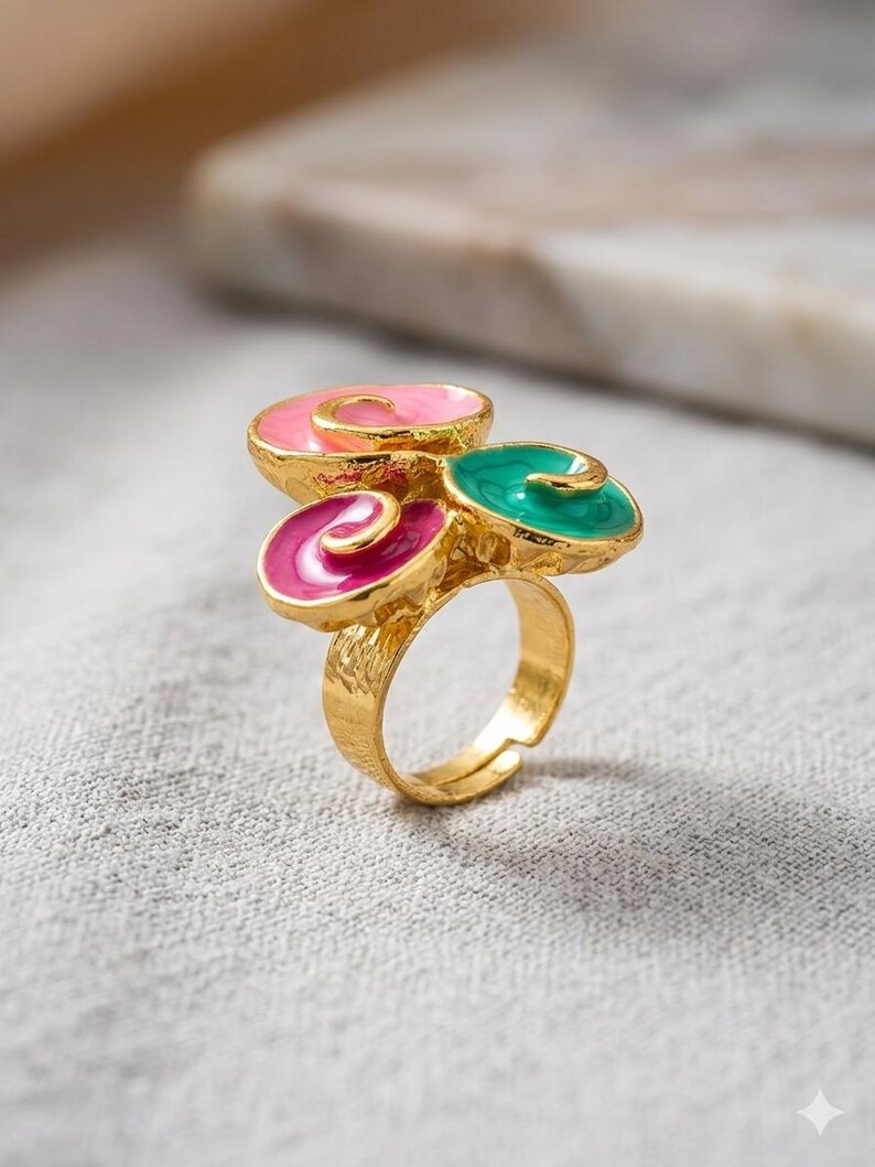 Gold Statement Ring, Adjustable Boho Spiral, Dragonfly, Starfish ...