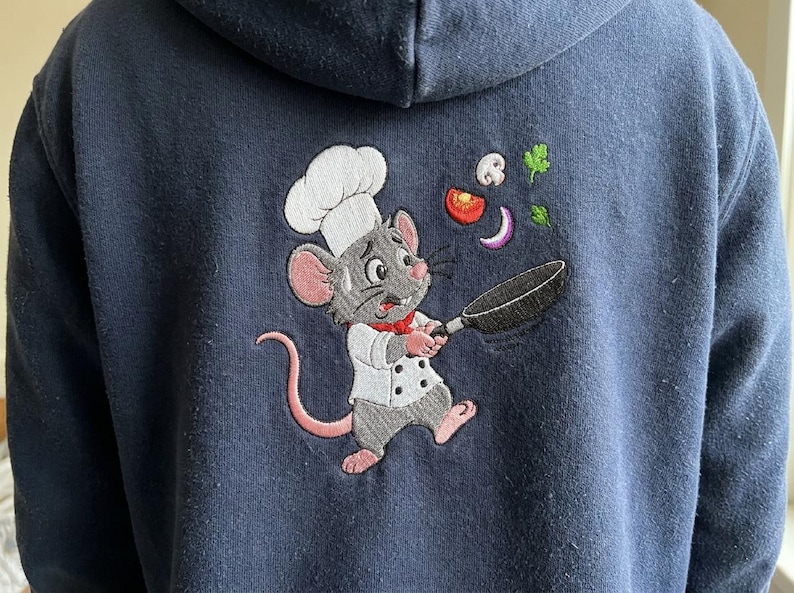 Funny Chef Mouse Embroidery Design, Cooking Rat Kitchen Apron Stitch ...