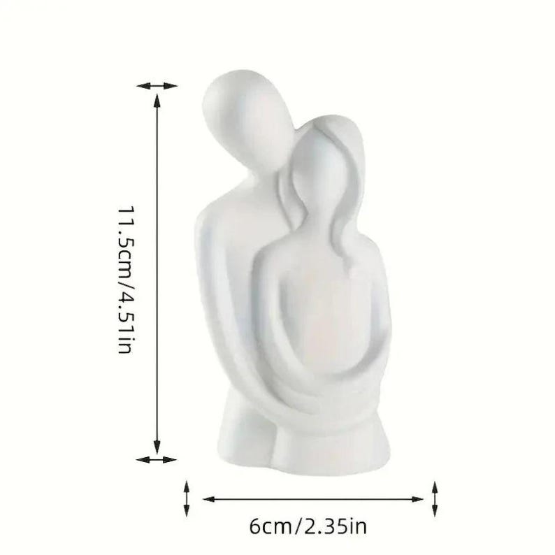 Ceramic Embrace Sculpture, Minimalist Couple Statue, Modern Home Decor ...