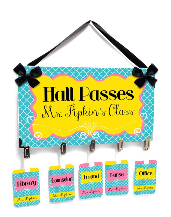 Students passes bathroom nurse library office tags | Etsy