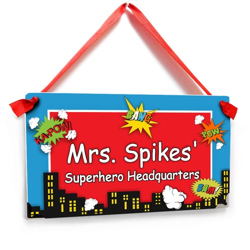 Superhero Teacher Classroom Door Sign Classroom Decor - Etsy