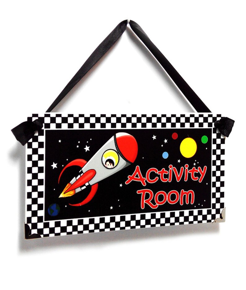 Space themed activity room door sign teachers classroom name | Etsy