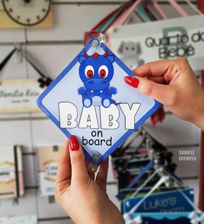 Personalized Baby Boy on Board Blue Car Vehicle Sign With a | Etsy