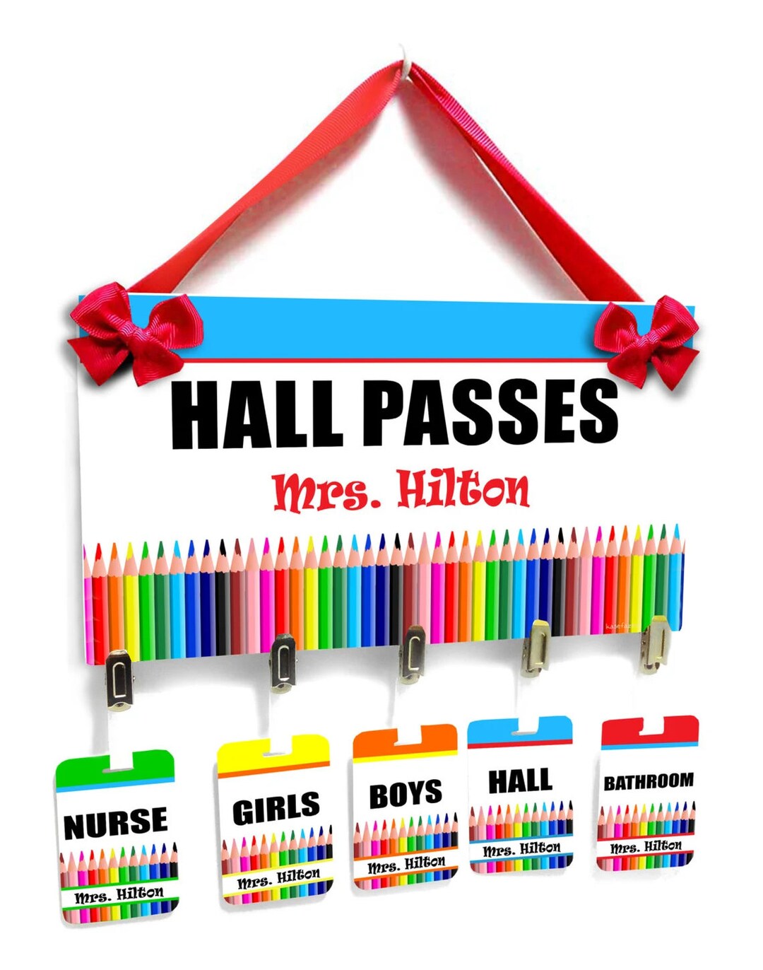 Personalized Teacher Classroom Hall Passes Multi Colored - Etsy