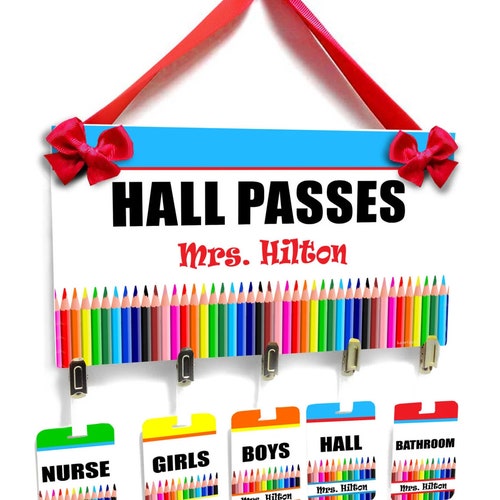 Personalized Classroom Decor Hall Passes Sign Teacher Gift - Etsy