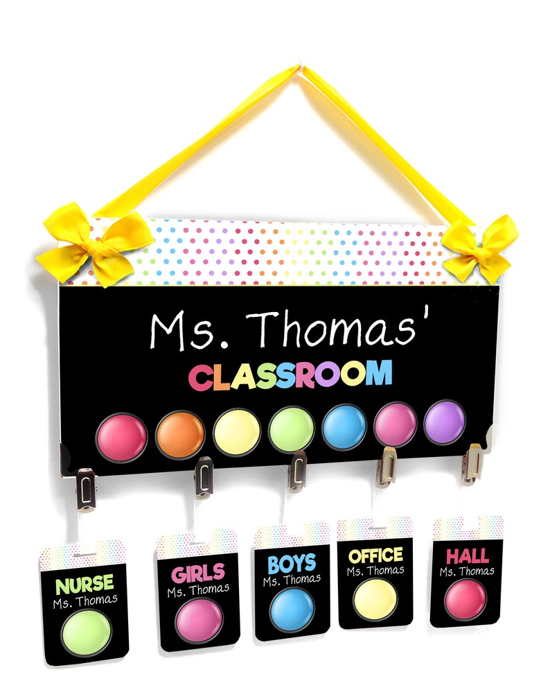 Custom School Teacher Bathroom Hall Passes With Wall Sign - Etsy