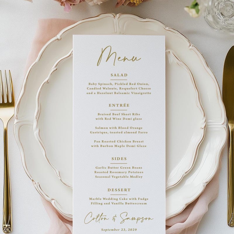 Personalized Menu Cards - Etsy