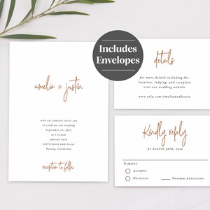 Simple Rust Wedding Invitation Suite Printed Modern Wedding - Etsy