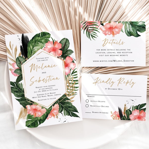 Hawaiian Tropical Wedding Invitations - Etsy