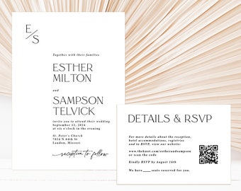 Qr Code Wedding Invitation Suite - Etsy