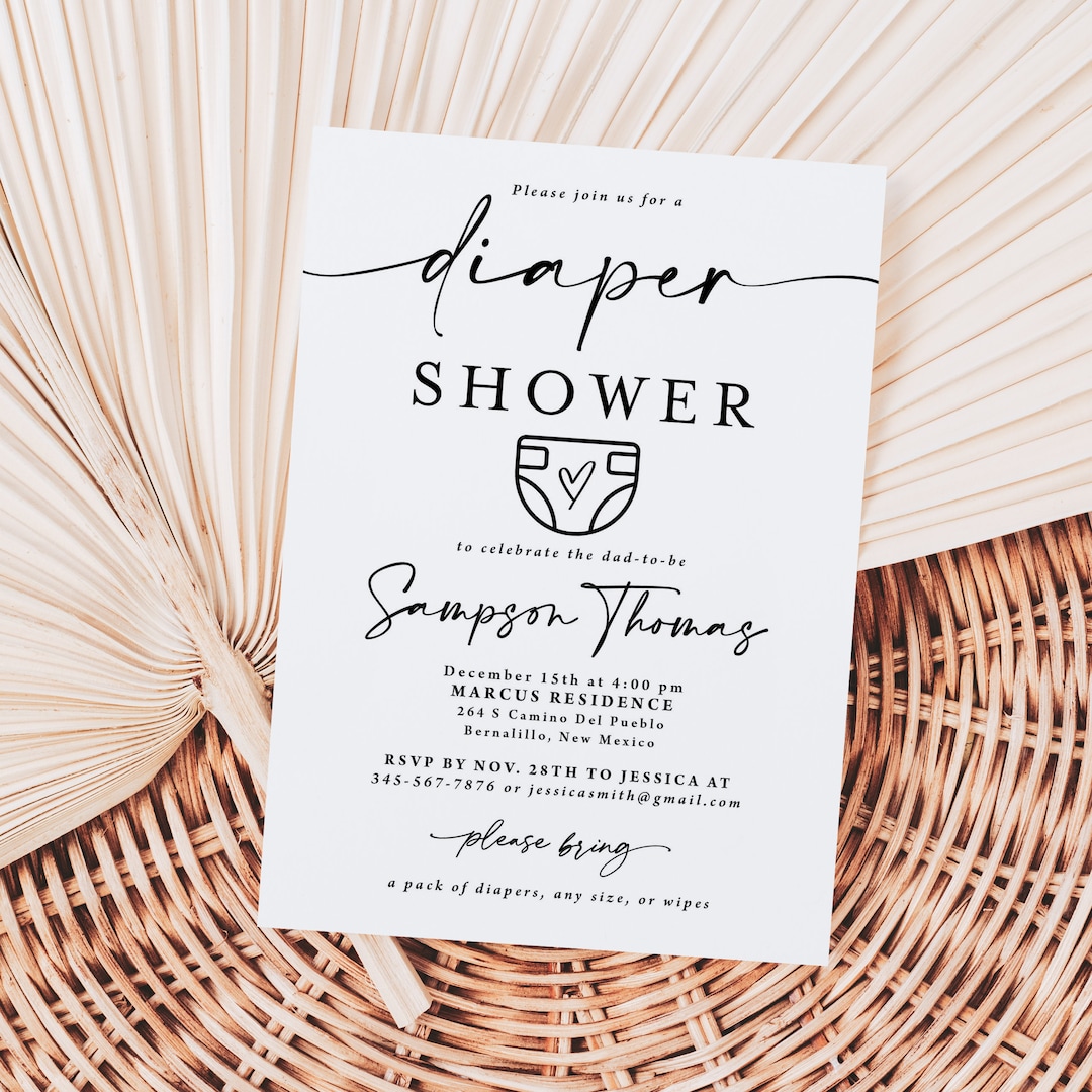Diaper Shower Invitation for Men Printed Diaper Shower - Etsy