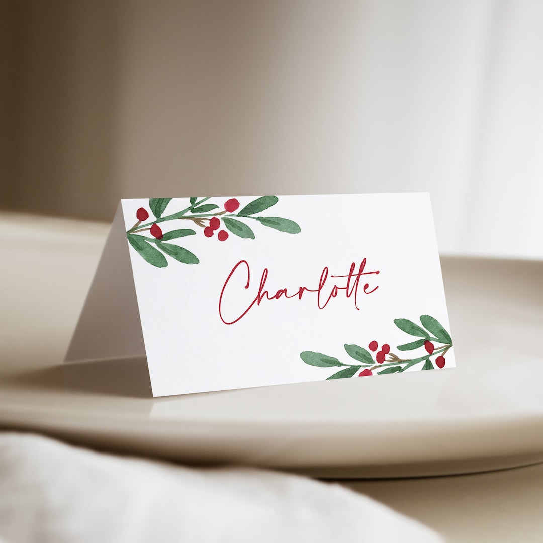 Christmas Place Cards With Names Printed, Personalized, Custom Place ...