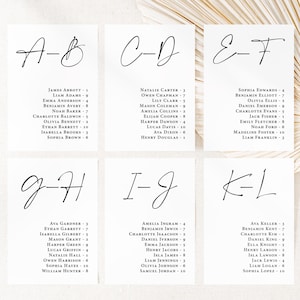 Alphabetical Wedding Seating Chart Cards Printed, 5x7 or 4x6, Reception Name Assignments, SC124 ...