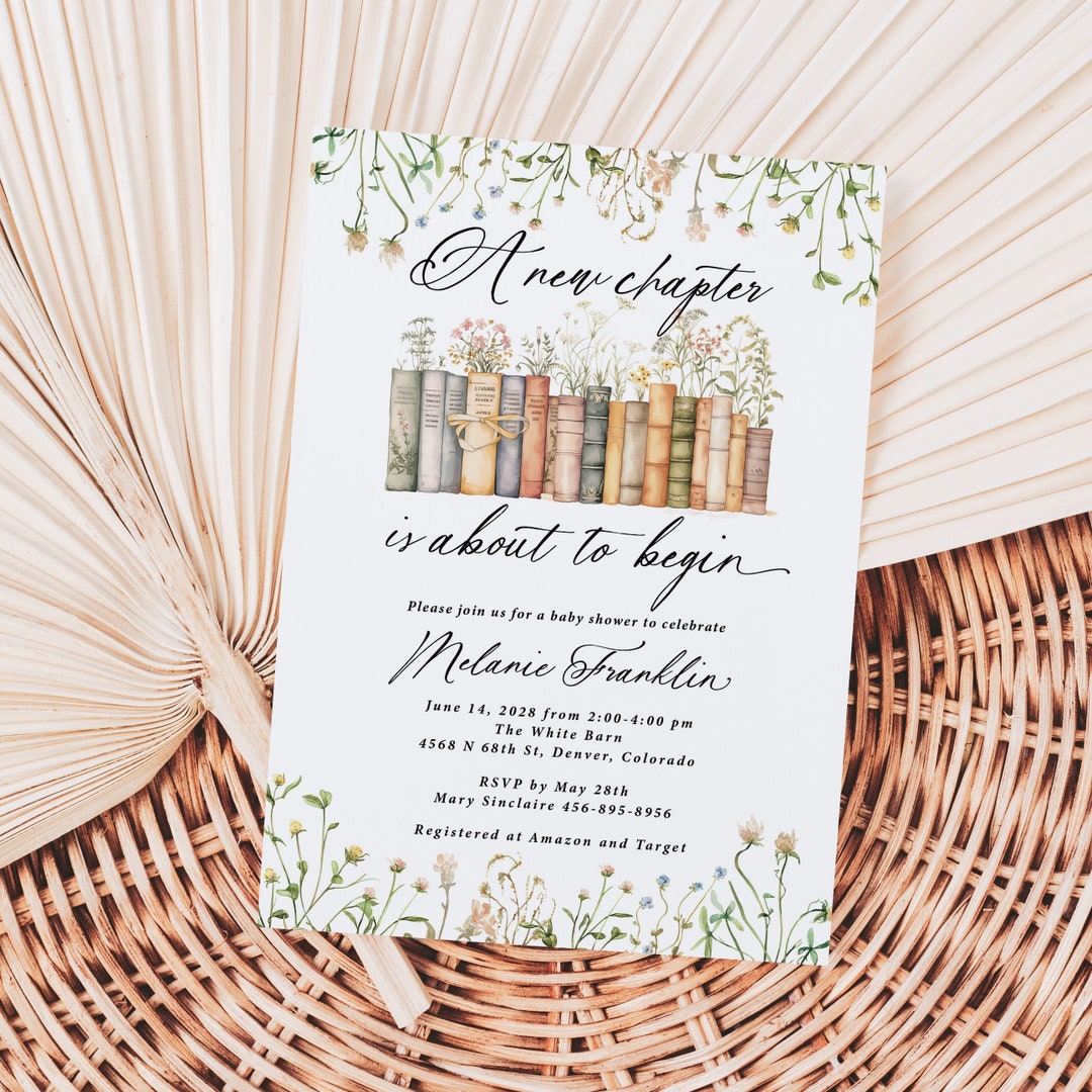 A New Chapter Begins Baby Shower Invitation Printed, Book Baby Shower ... A New Chapter Begins Baby Shower Invitation Printed, Book Baby Shower ...