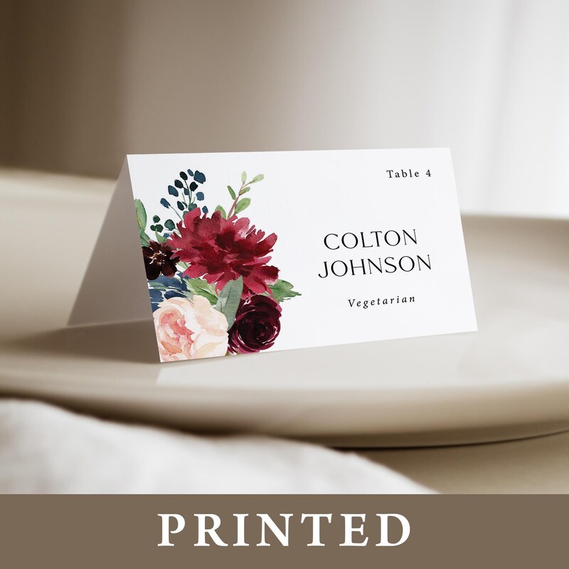 Burgundy Place Cards - Etsy
