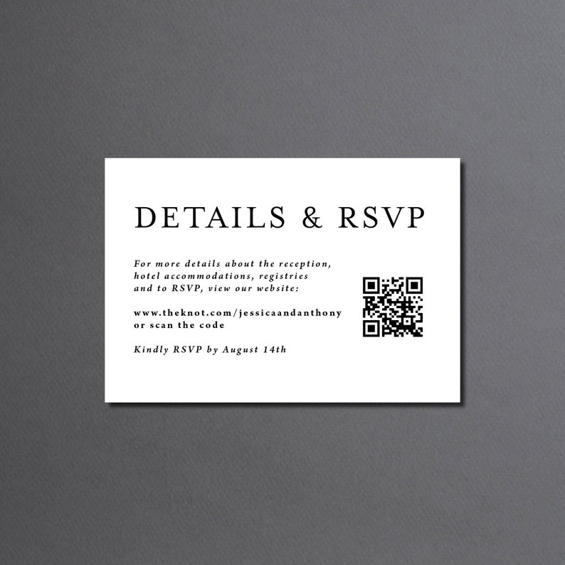 Wedding Invitation With QR Code Printed Black and White - Etsy