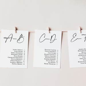 Alphabetical Wedding Seating Chart Cards Printed, 5x7 or 4x6, Reception ...