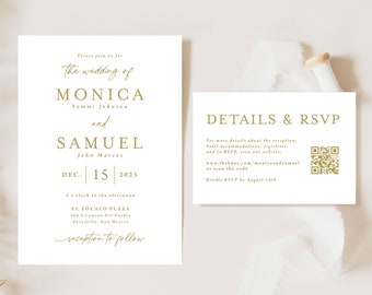 Elegant Minimalist QR Code Invitation, Website Link Wedding Invitation ...