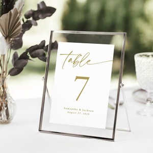 Gold Wedding Table Number Signs Printed, Personalized Reception Decor ...