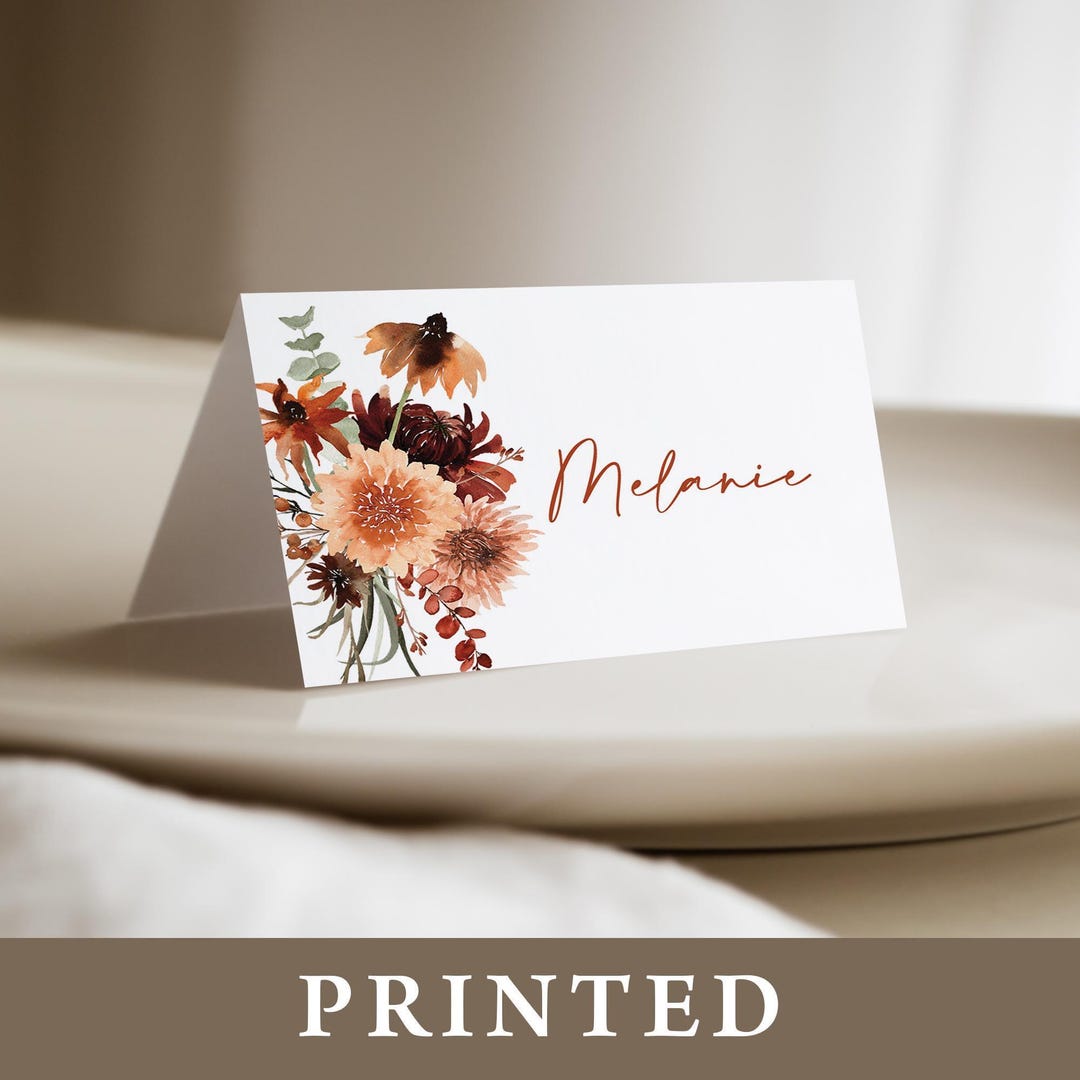 Fall Rehearsal Dinner Place Cards With Names Printed, Personalized ...