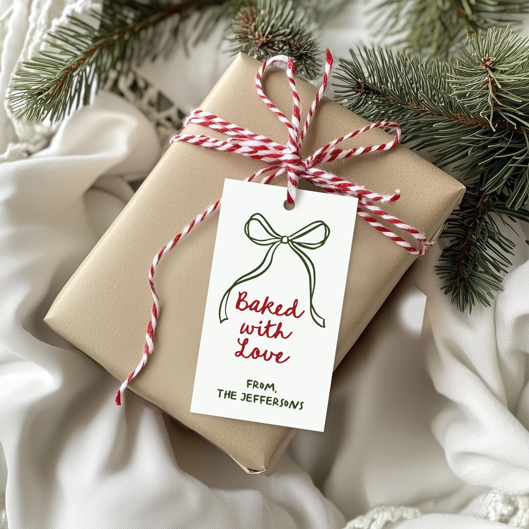 Baked With Love Gift Tags Printed, Personalized Tags, Holiday Gift Wrap ...