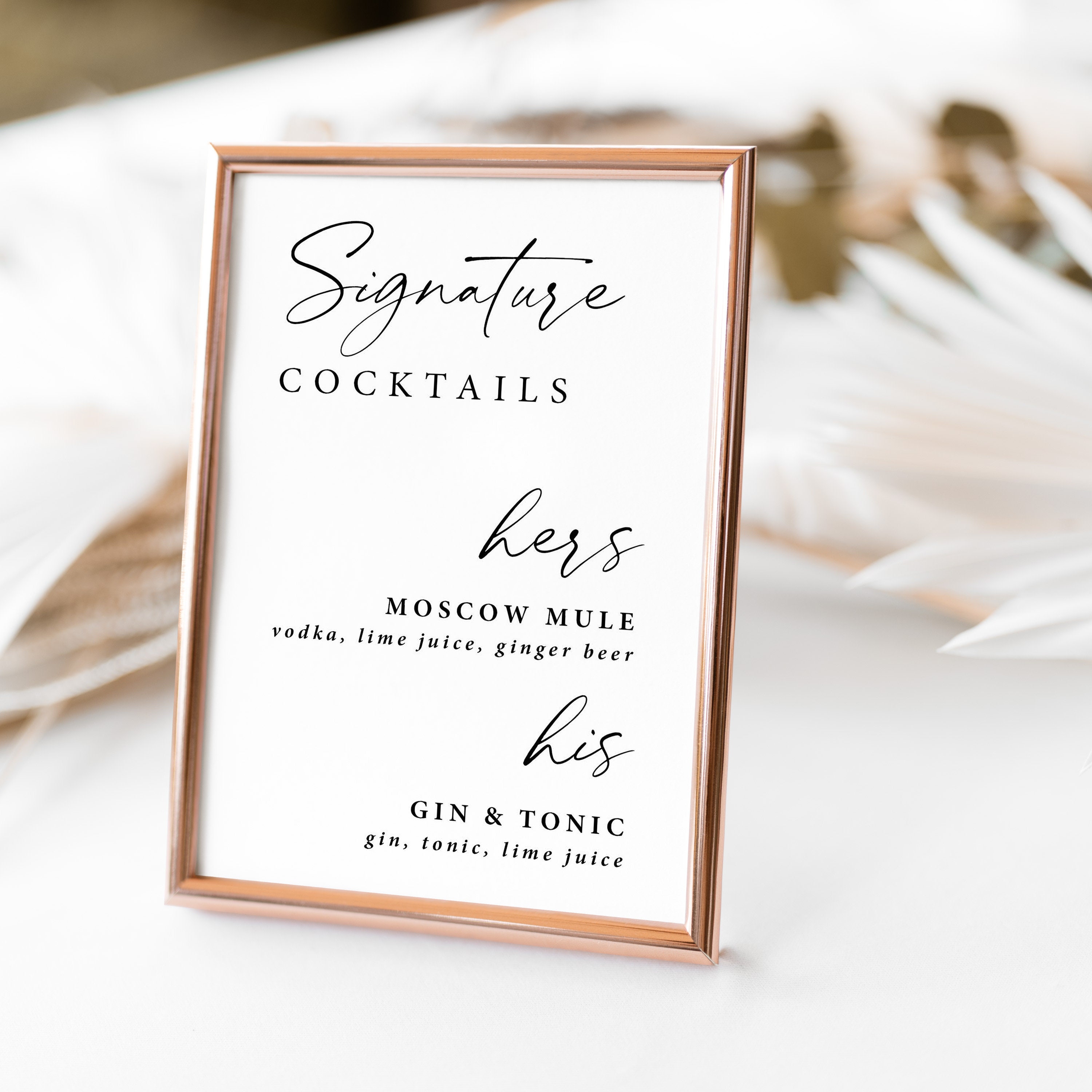 Signature Cocktail Sign PRINTED Signature Drink Sign | Etsy