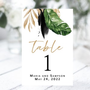 Tropical Table Numbers Printed, 5x7 Table Numbers, 4x6 Table Numbers ...