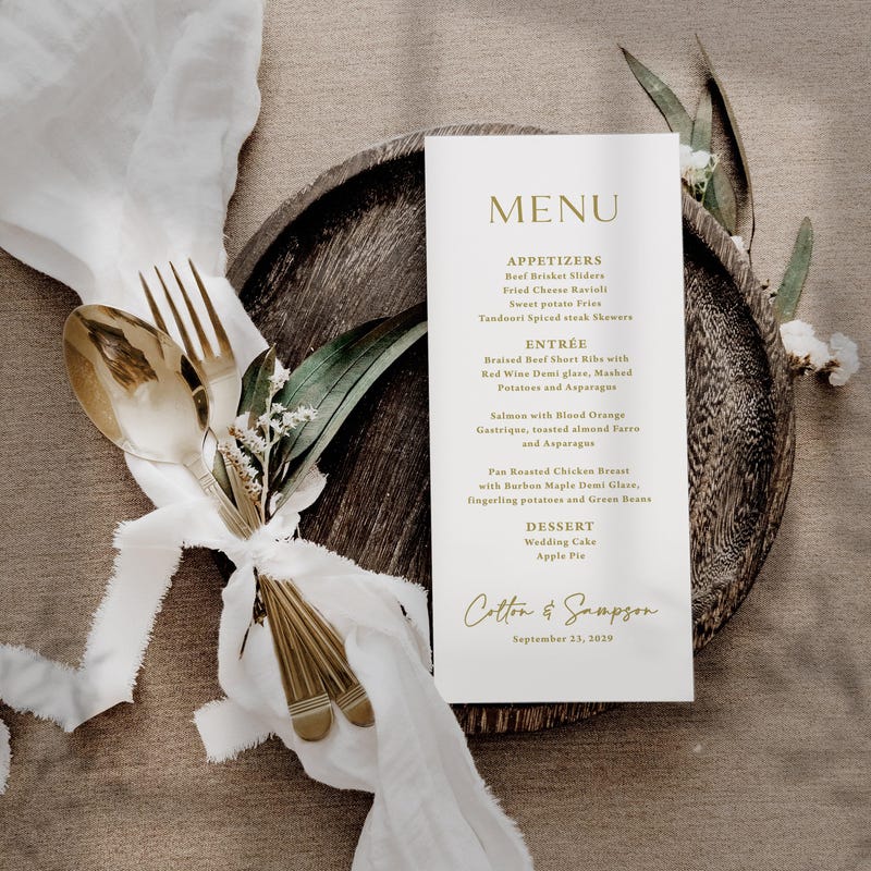 Gold Menu - Etsy