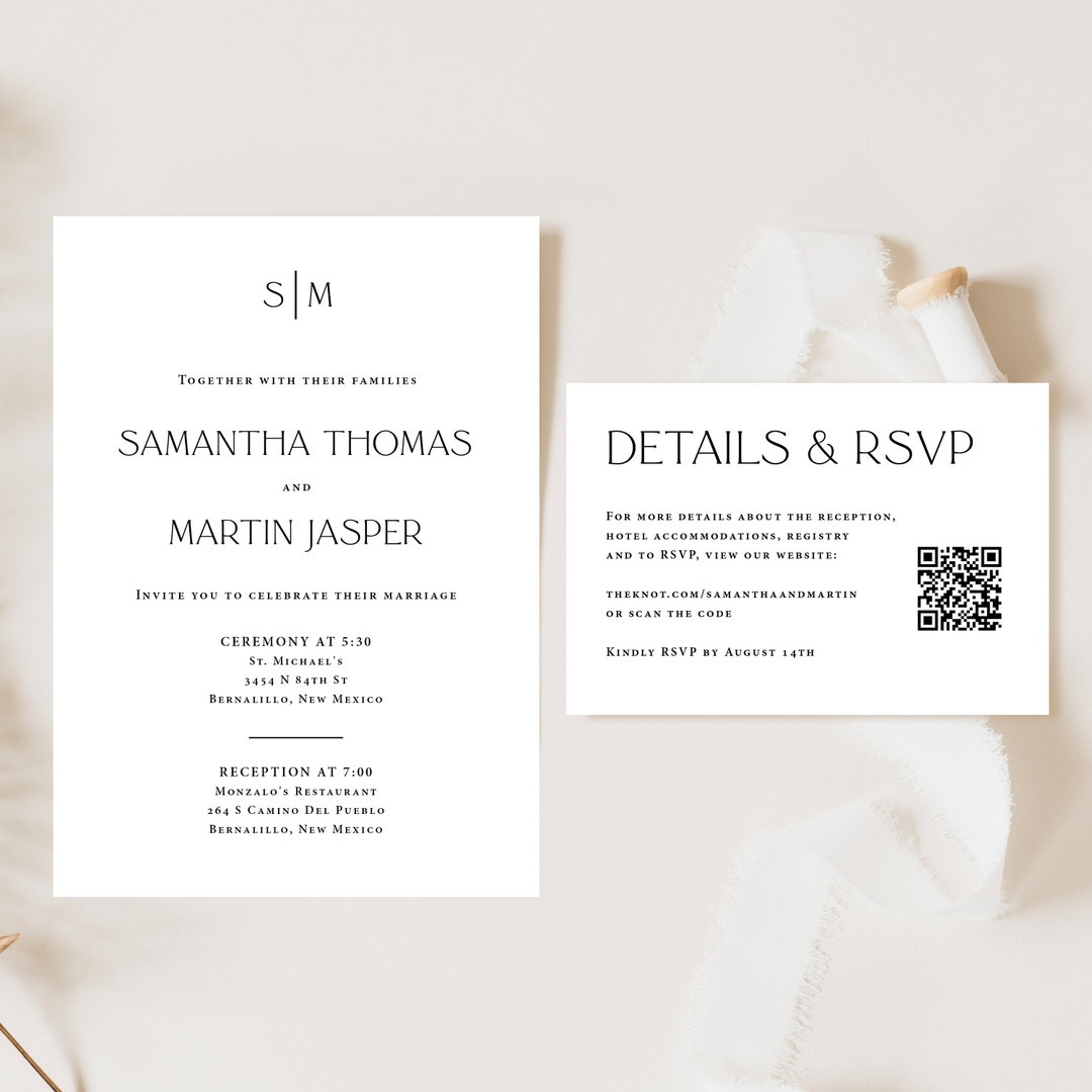Wedding Invitation Reception Venue in Separate Location Printed ...