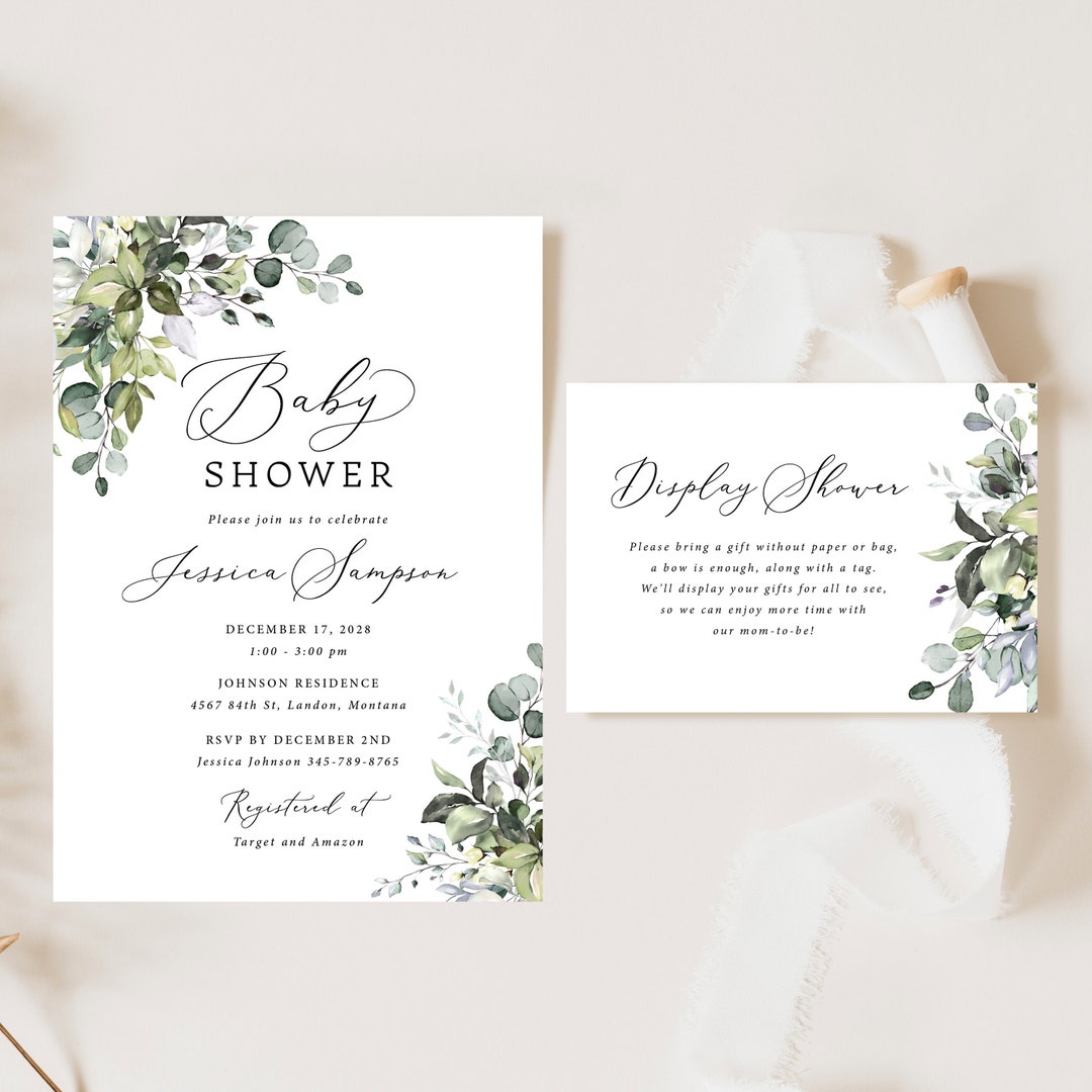 Display Baby Shower Invitation Printed, No Wrap, Enclosure Card ...