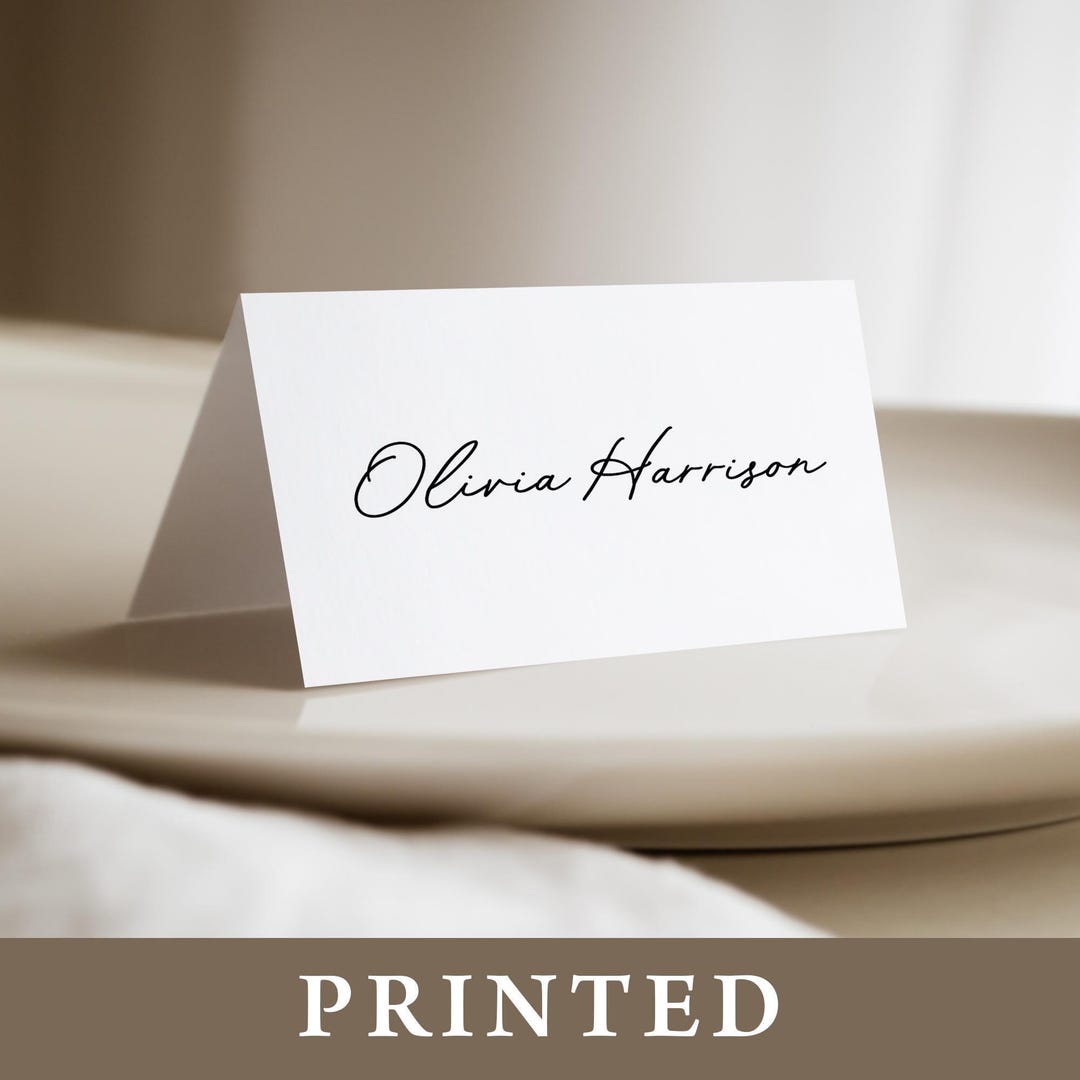Simple Wedding Place Cards Printed, Rehearsal Dinner, Reception ...