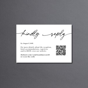 Simple Wedding Invite With QR Code Printed, Black and White, Wedding ...