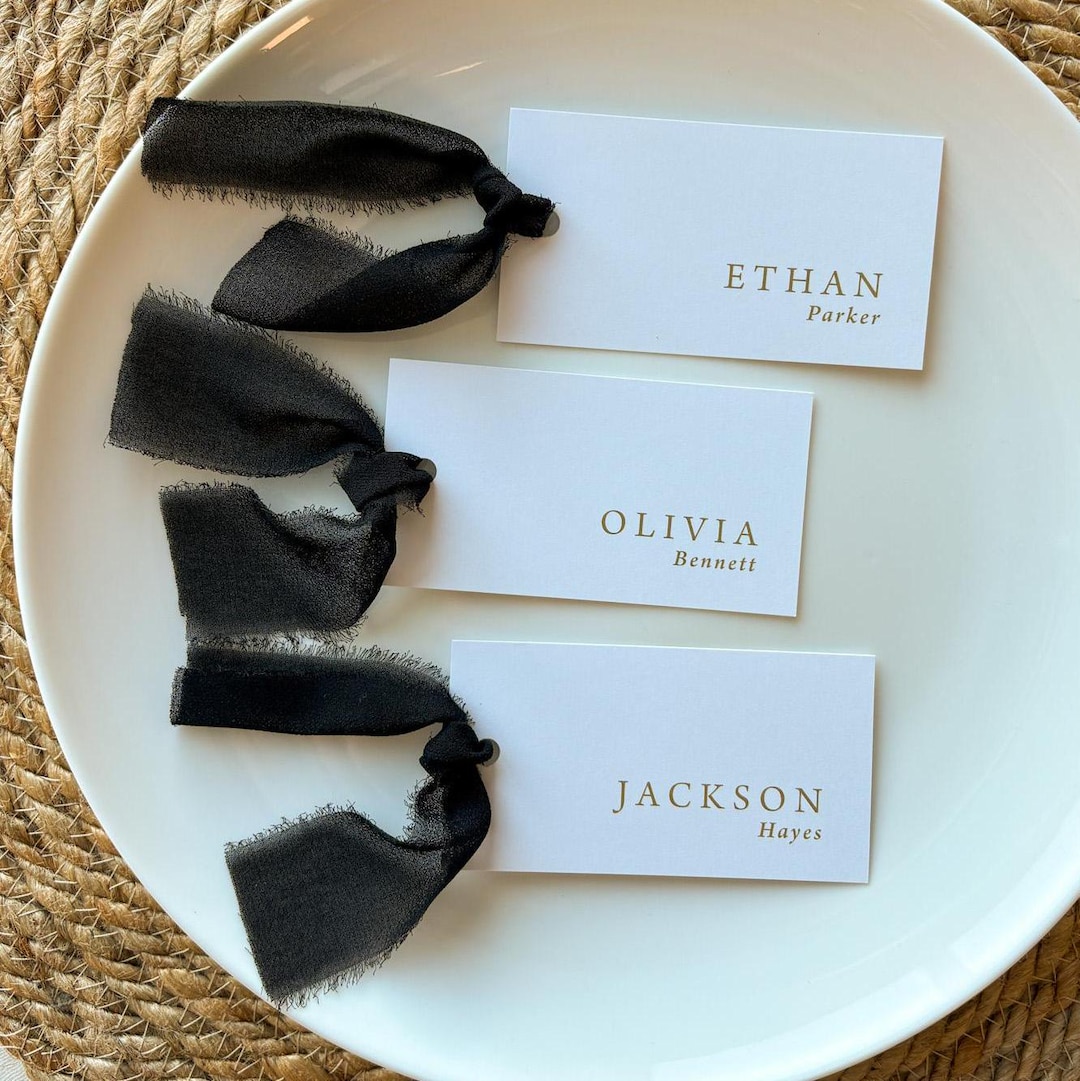 Wedding Place Cards With Ribbon Printed: Personalized Name Tags, Dinner ...