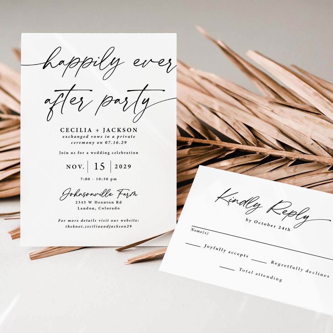 Happily Ever After Party Invite With RSVP Card, Printed Invitations ...
