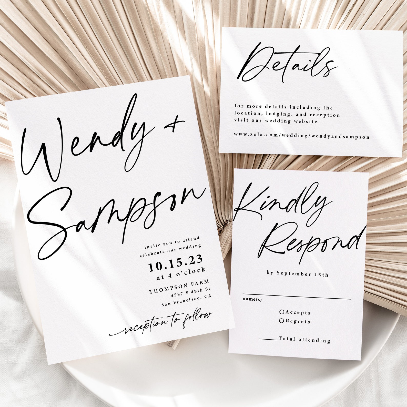 Simple Wedding Invitation Suite Printed Minimal Wedding | Etsy