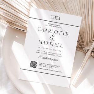 Wedding Invitation With Qr Code and Envelope, Printed, Simple Wedding ...
