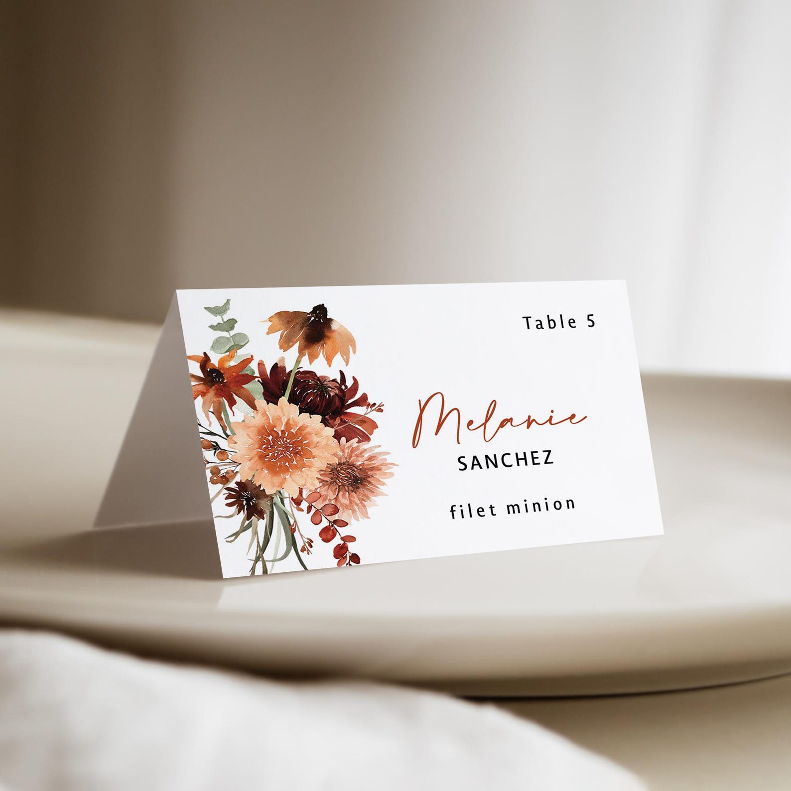 Fall Wedding Thank You Card Printed, With Envelopes, Terracotta Folded ...