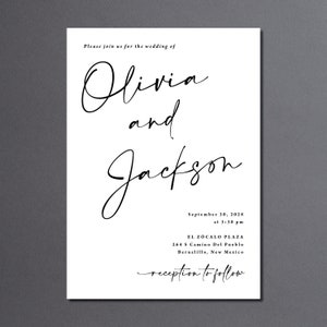 Simple Wedding Invitation With QR Code Printed, Black and White Wedding ...