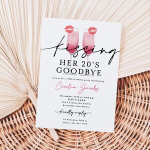 Kissing Her 20s Goodbye Birthday Invitation Printed, With Envelopes ...