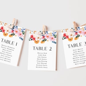 Wildflower Wedding Seating Charts Printed, 5x7 Seating Chart, 4x6 ...